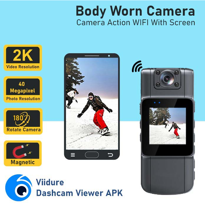 Jual Body Camera WIFI With Screen HD 2K 40 Mp Magnetic Rotate 180 ...