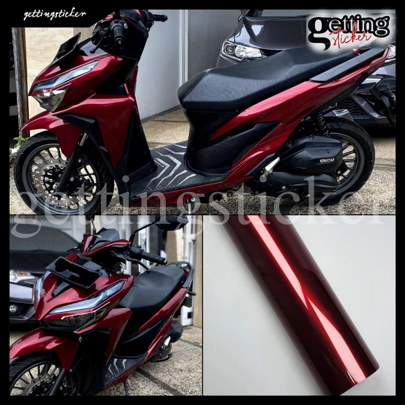 Jual stiker skotlet darkred candy sticker merah tua metalik scotlet ...