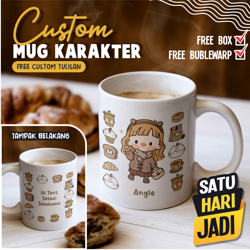 Jual Gelas Mug Lucu Custom Custome Nama dan Foto untuk Gift Kado Wisuda ...