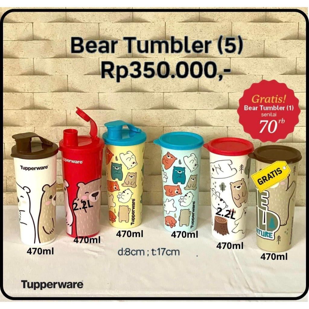 Jual Bear Tumbler Set / Botol Minum Tupperware Original Termurah ...
