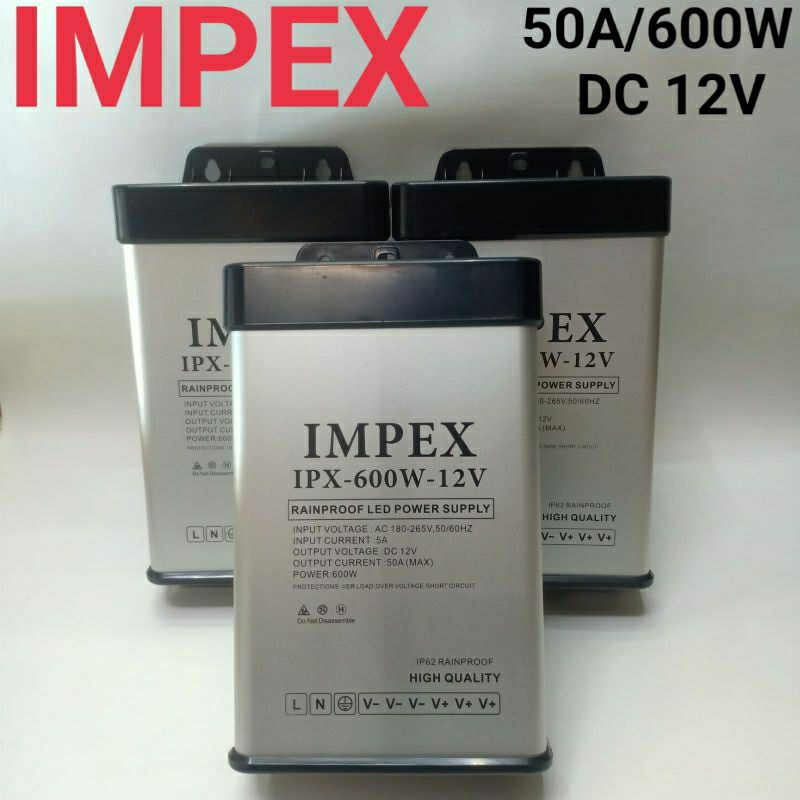 Jual POWER SUPPLY RAINPROOF IMPEX 50A 600W DC 12V OUTDOOR | Shopee ...