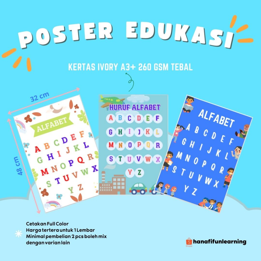 Jual Poster Edukasi Anak Poster Alfabet Poster Pendidikan Anak Usia ...