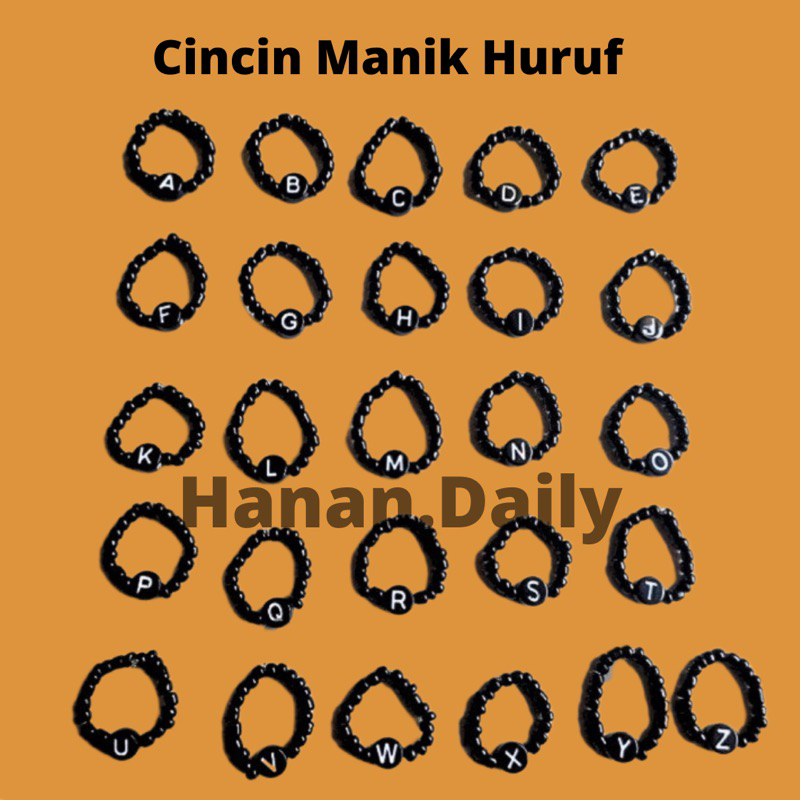 Jual Cincin Manik Hitam Custom Huruf A~Z | Shopee Indonesia