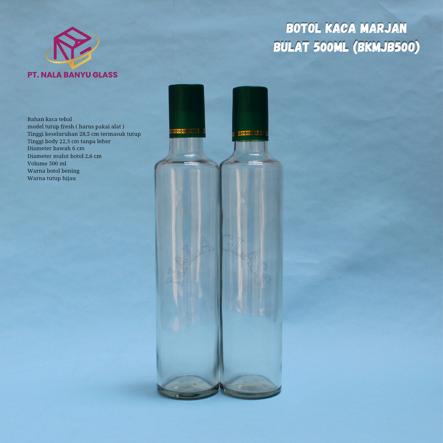 Jual BKMJB500 botol kaca 500ml olive oil / botol kaca minyak 500ml ...