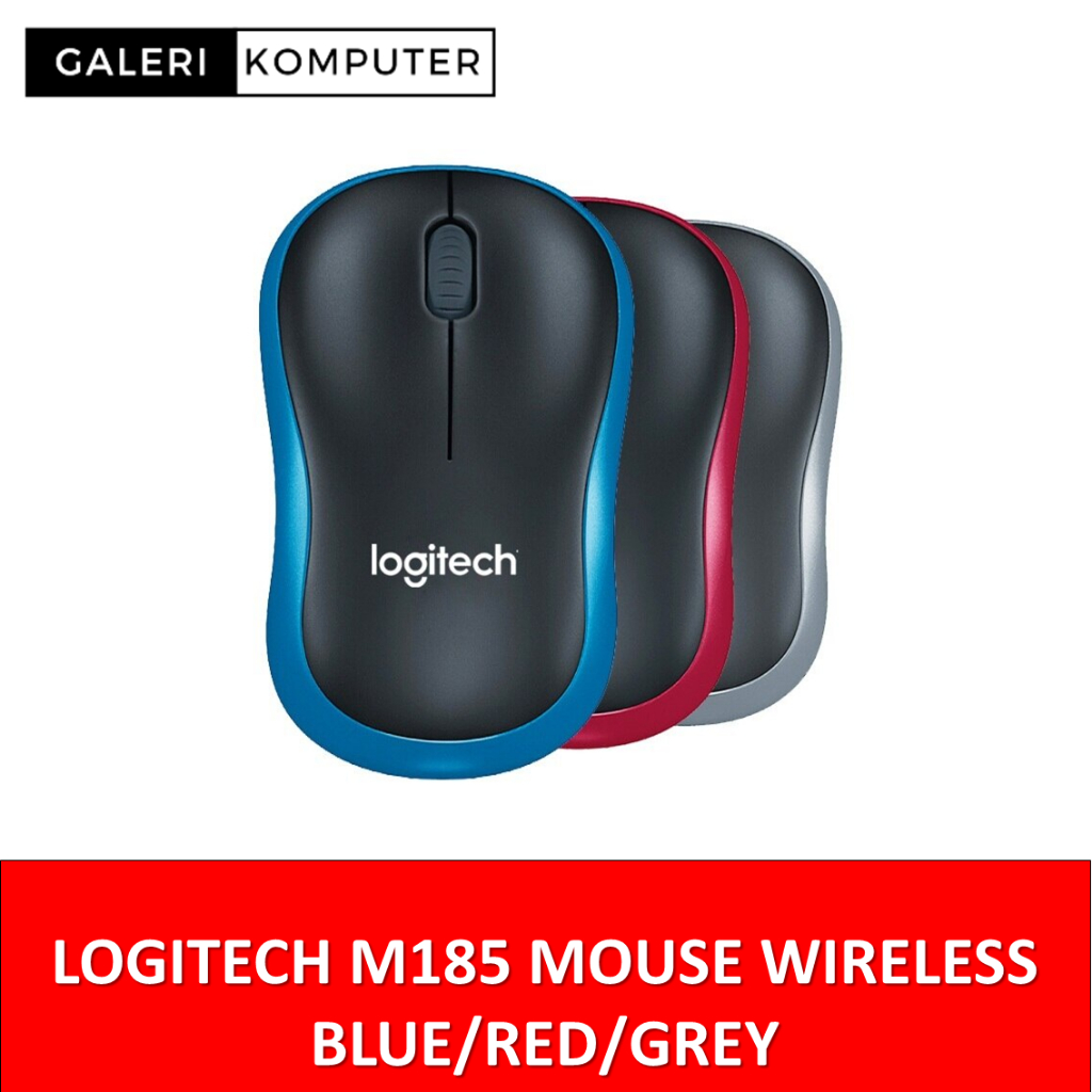 Jual LOGITECH M185 MOUSE WIRELESS BLUE/RED/GREY | Shopee Indonesia
