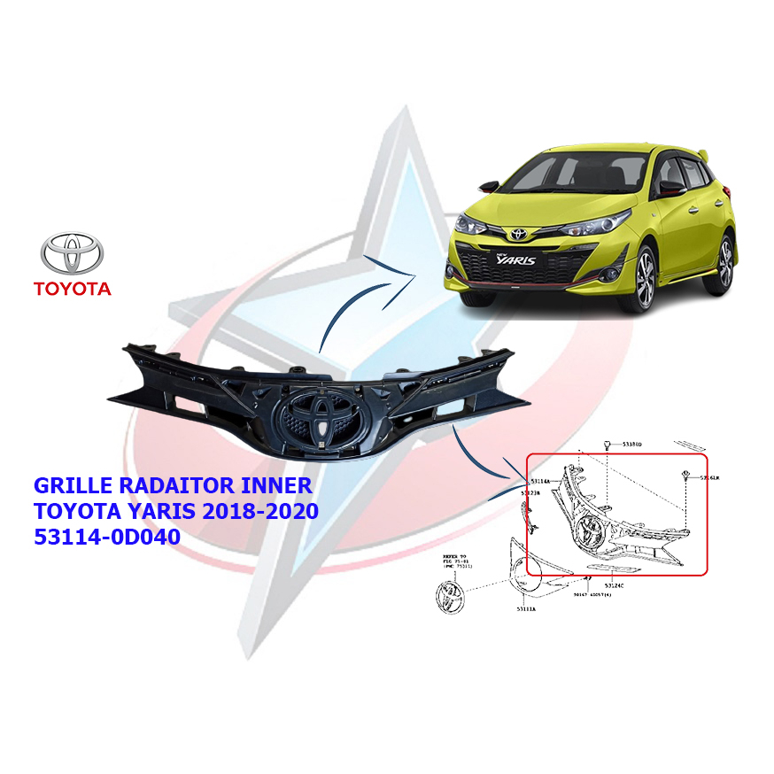 Jual Grille Radiator Inner , Toyota Yaris 2018, 53114-0D040 | Shopee ...