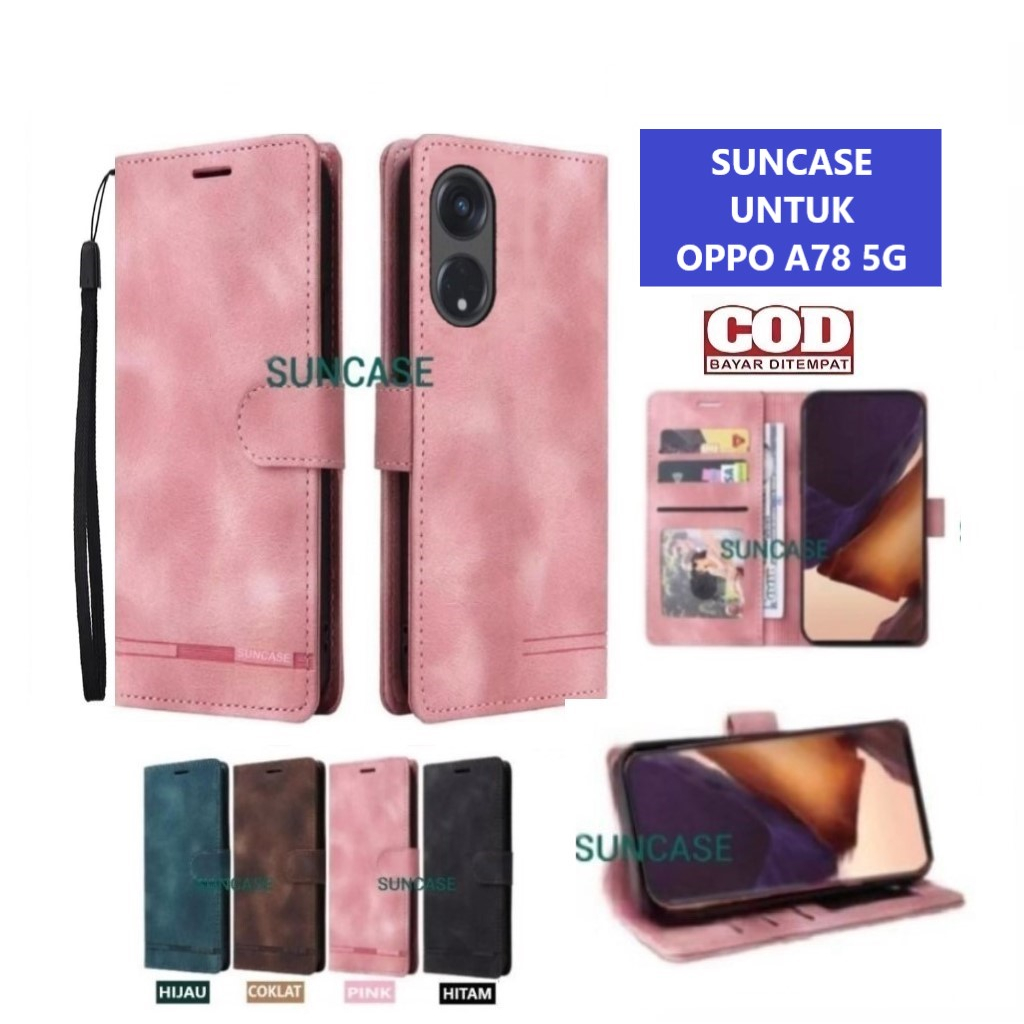 Jual Casing OPPO A78 5G model flip buka tutup case kulit ada tempat ...