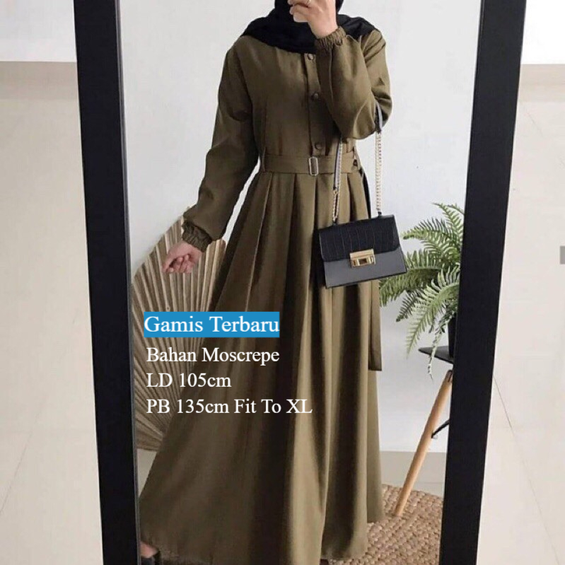 Jual Gamis Monna Belt Maxi Dress Ity Crepe Syari Remaja Dewasa Model ...