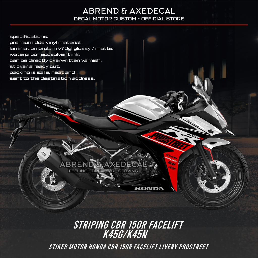 Jual STRIPING CBR 150 FACELIFT PROSTREET CUSTOM / STIKER MOTOR HONDA ...