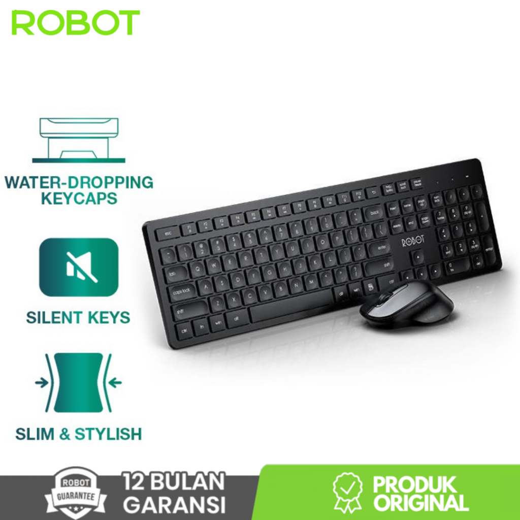 Jual ROBOT KM4000 Wireless Keyboard and Mouse Combo Set Silent Key Black - Garansi Resmi 1 Tahun ...