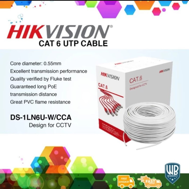 Jual Kabel LAN Hikvision Cat6 DS-1LN6U-W/CCA cat6 UTP 1 Roll UTP Cat 6 305 M DS 1LN6U W/CCA ...