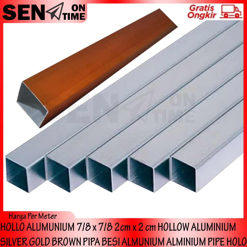 Jual holo aluminium 2CM X 2 CM hollo alumunium 7/8 X 7/8 hollow silver ...