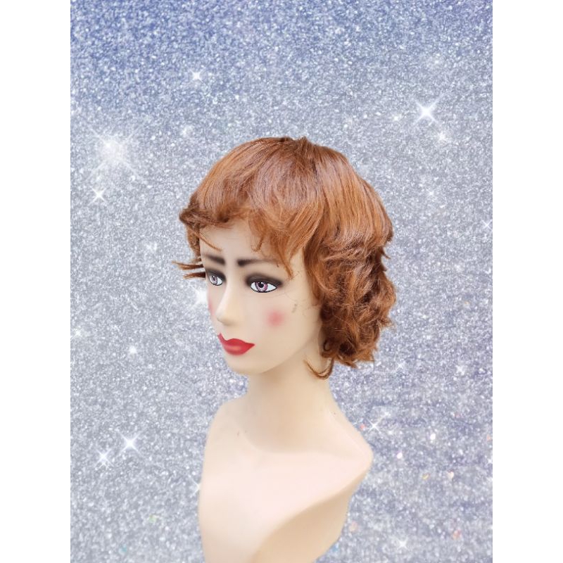 Jual Wig Curly bob pendek pirang coklat gelombang syntetic fiber wig ...