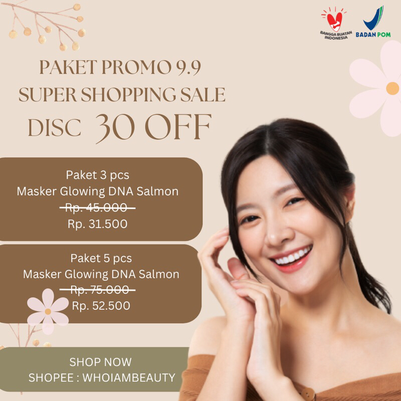 Jual PROMO 9.9 MASKER GLOWING DNA SALMON | Shopee Indonesia