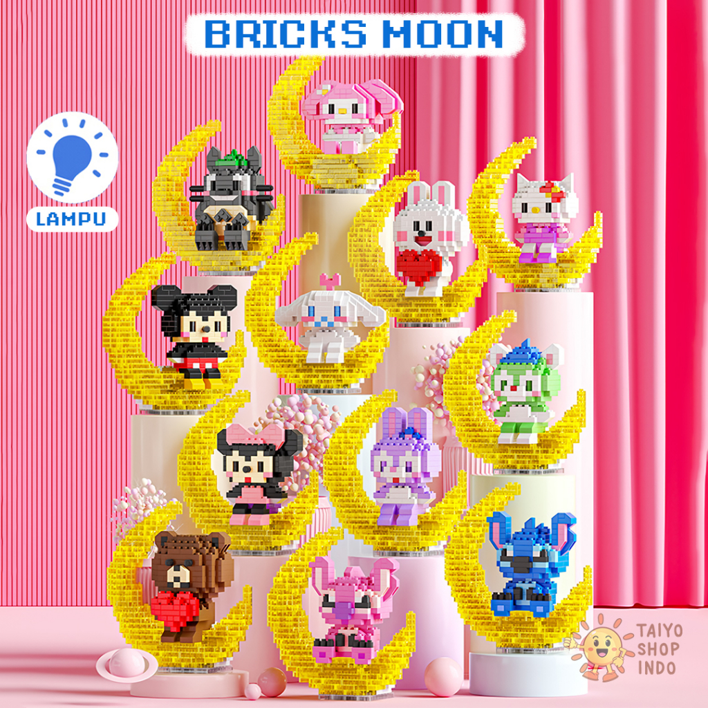 Jual TAIYO Mainan Mini Bricks Moon 3D Karakter LED Kartun Bulan Building Block Nano Blok Puzzle ...