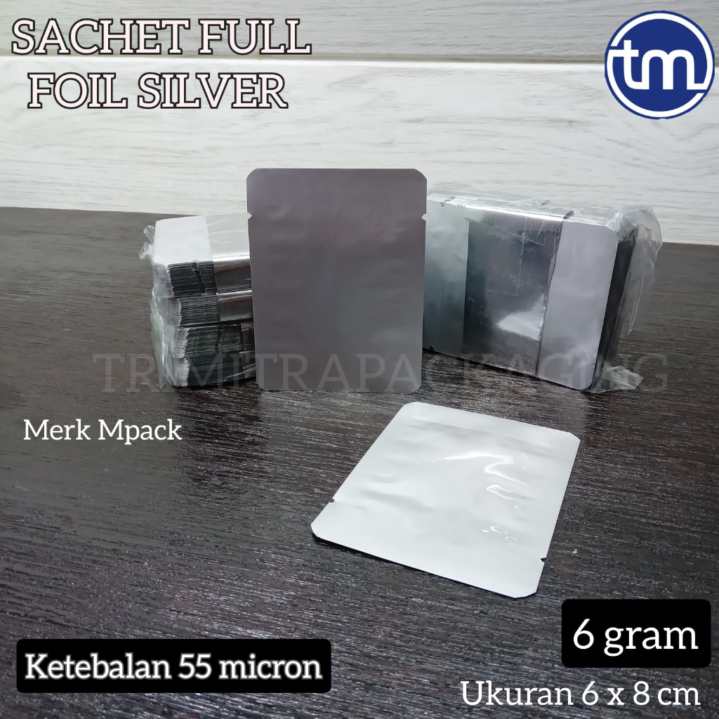 Jual SACHET FULL ALU FOIL SILVER 6 GRAM UKURAN 6X8 CM | Shopee Indonesia