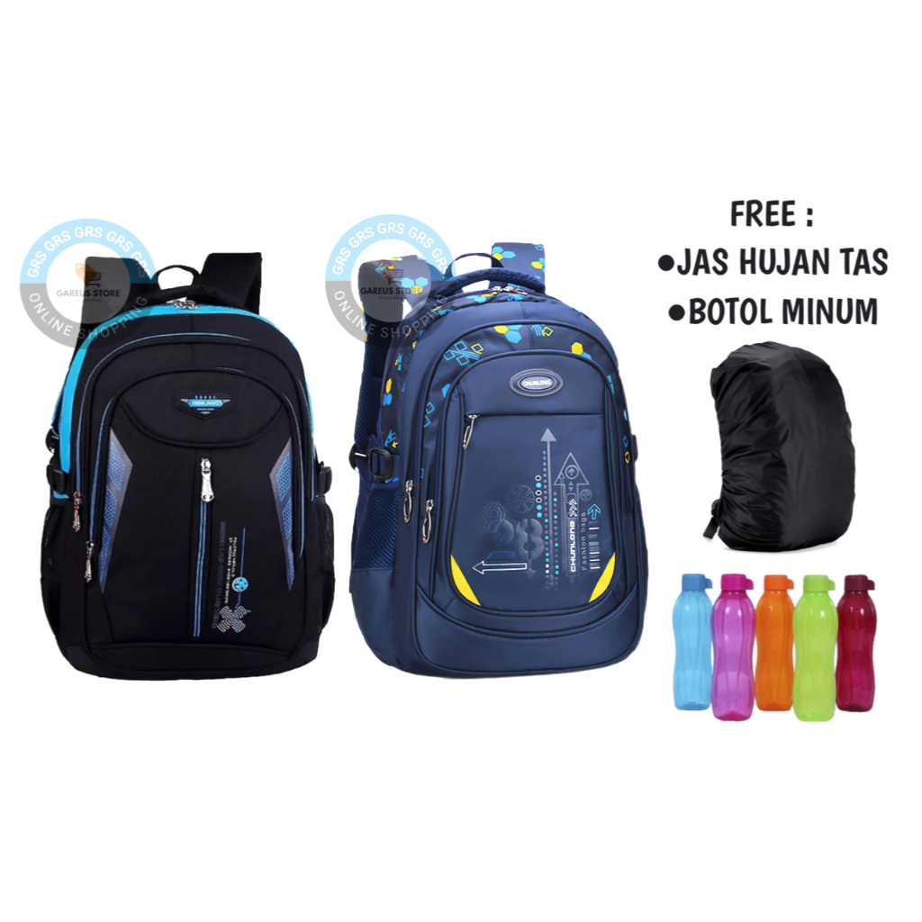 Jual TAS RANSEL ANAK SEKOLAH LAKI LAKI PEREMPUAN SD SMP SMA BACKPACK FREE BOTOL RAINCOVER ...