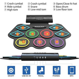 Jual Rixton Electronic Drum Set 9 Pads Bluetooth Roll-Up Digital Drum ...