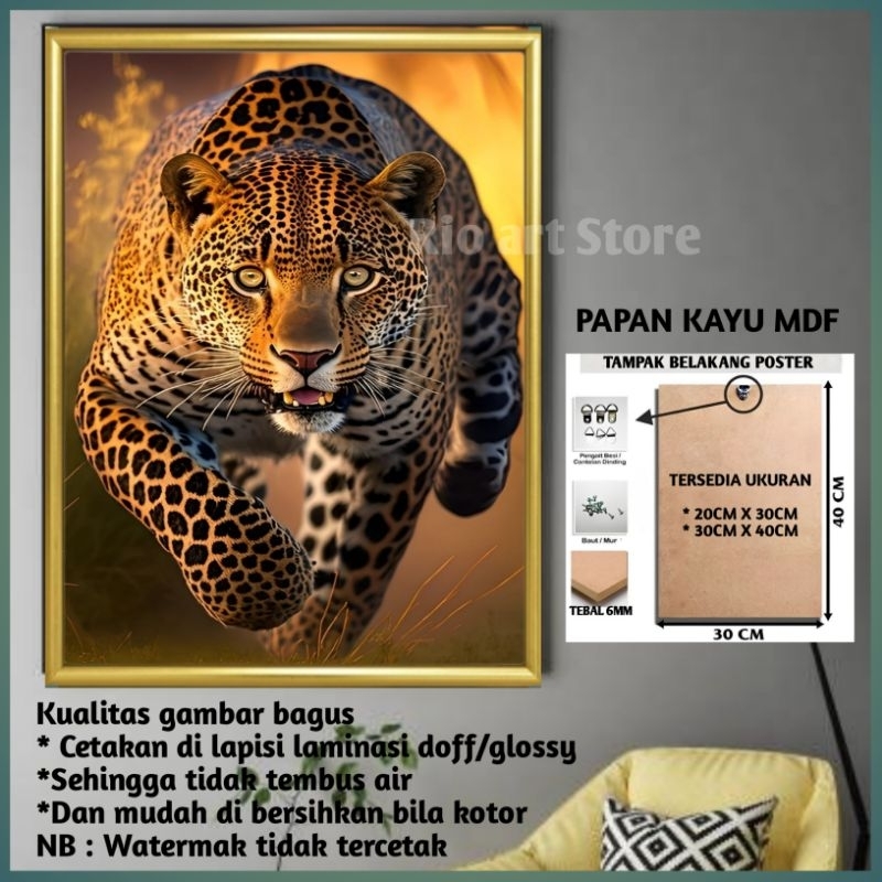 Jual Poster macan hiasan dinding atau walldekor bahan papan kayu mdf ...