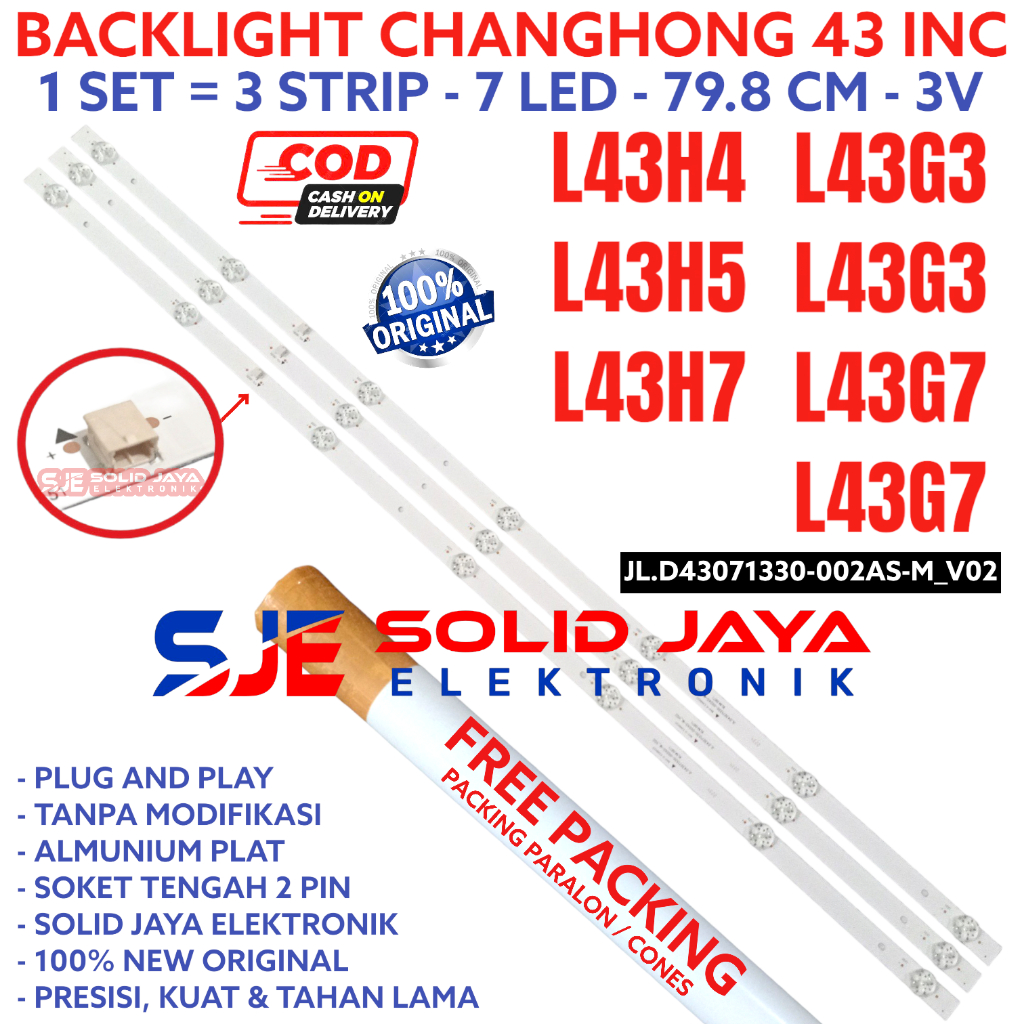 Jual BACKLIGHT TV LED CHANGHONG 43 INC L 43G3 43G7 43H4 43H5 43H7 LAMPU BL 43H 7K 3V 7 KANCING ...