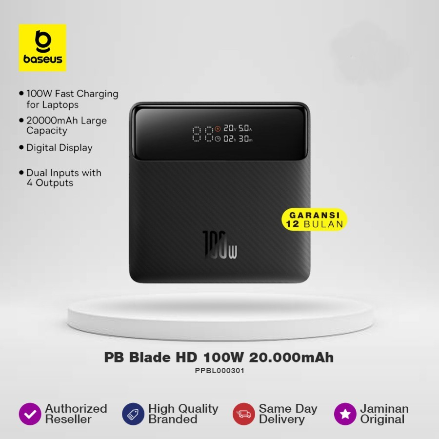 Jual BASEUS Powerbank Blade High-density HD Laptop Power Bank 100W ...