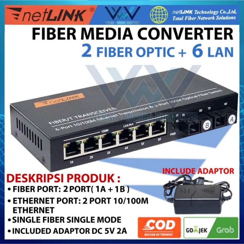 Jual Media Konverter 2 FO 6 LAN 10/100 Ethernet Switch Fiber Optic Media Converter | Shopee ...