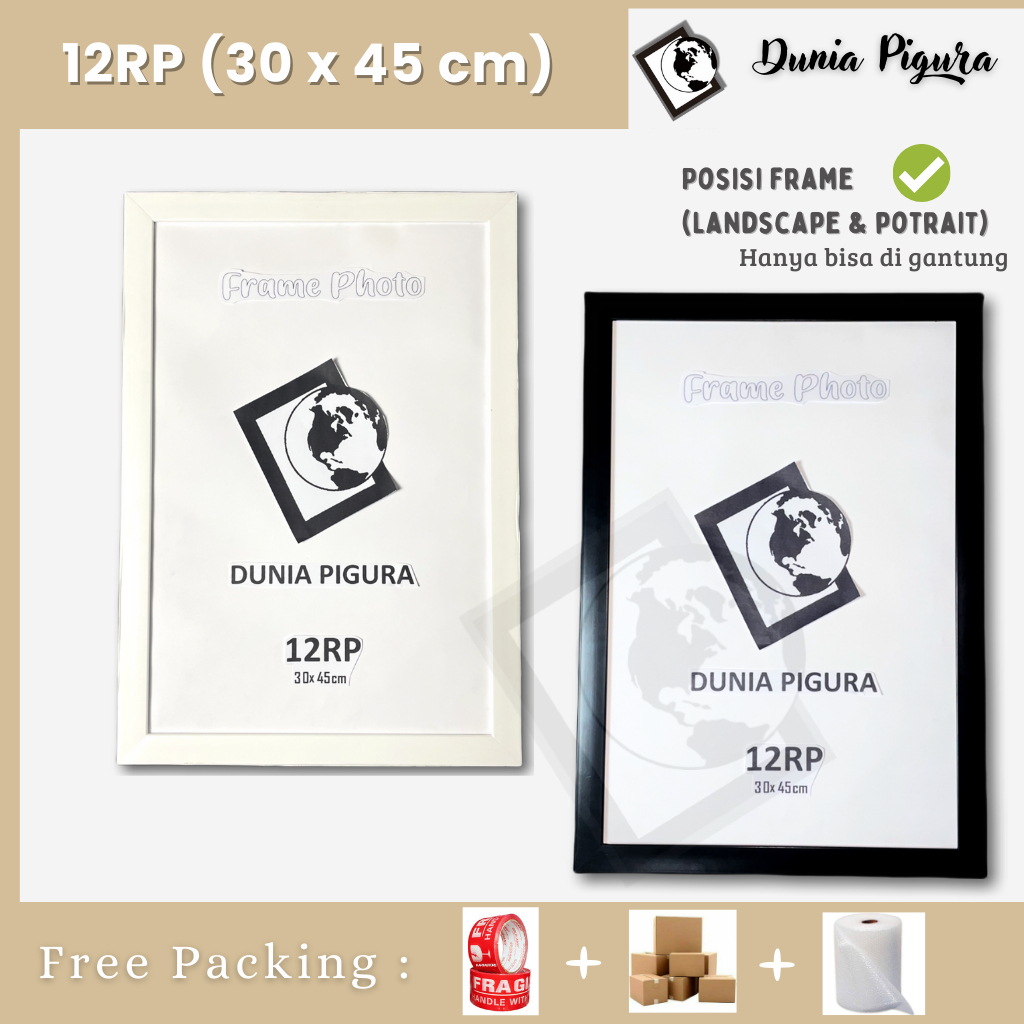 Jual Bingkai Foto 12RP (30x45 cm) PAKAI KACA Minimalis / Frame Photo ...
