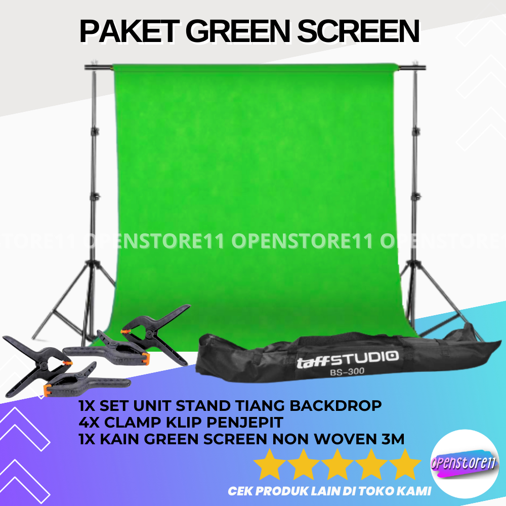 Jual Paket Green Screen Background Hijau Stabilo Stand Foto Studio ...