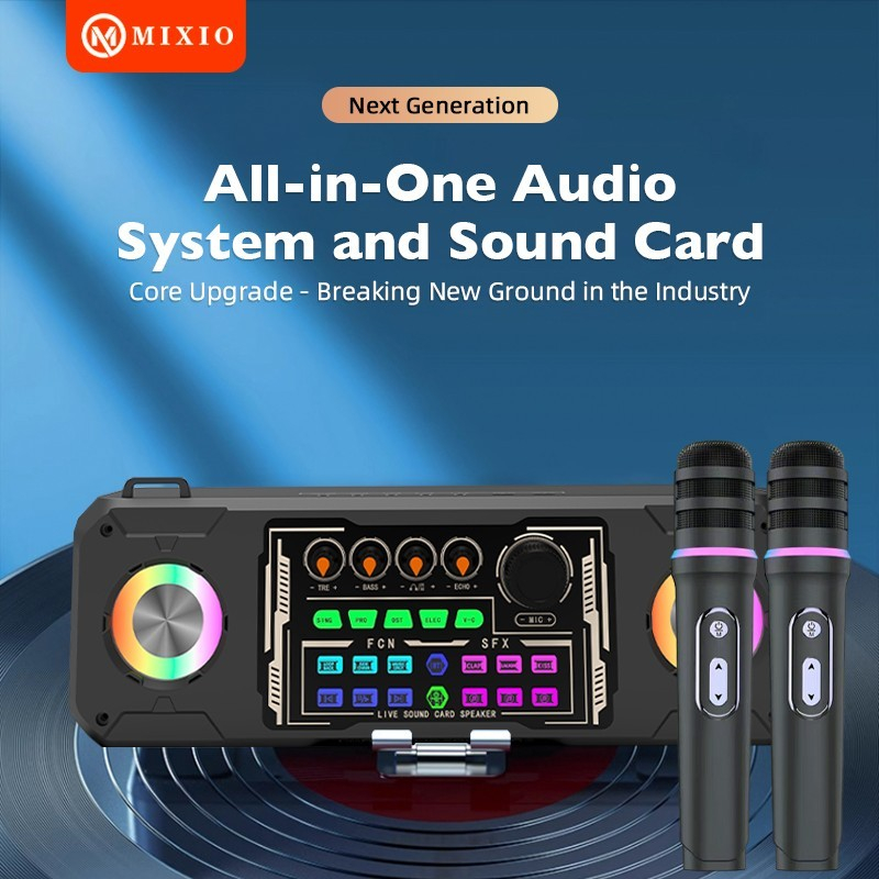 Jual MIXIO YS-301 Soundcard Bluetooth Speaker 2 Microphone Wireless ...