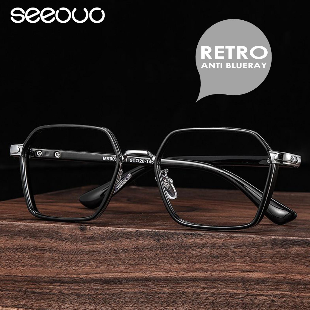 Jual Seeouo Kacamata Antiradiasi Blueray Anti Sinar Biru Bisa Minus Bentuk Kotak Retro Style ...