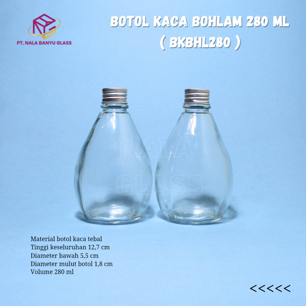 Jual BKBHL280 botol kaca 280ml / botol kaca bohlam 280ml / botol kaca ...