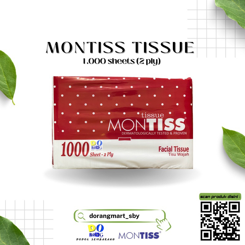 Jual Tissue MONTISS 1000 sheet / Tisu wajah / Facial Tissue / 1 PACK ...