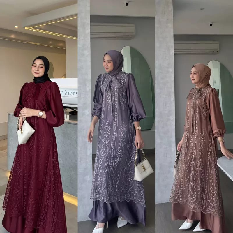 Jual Srennaa dress kondangan gamis brukat terbaru gaun kondangan muslimah maxi dres wanita ...