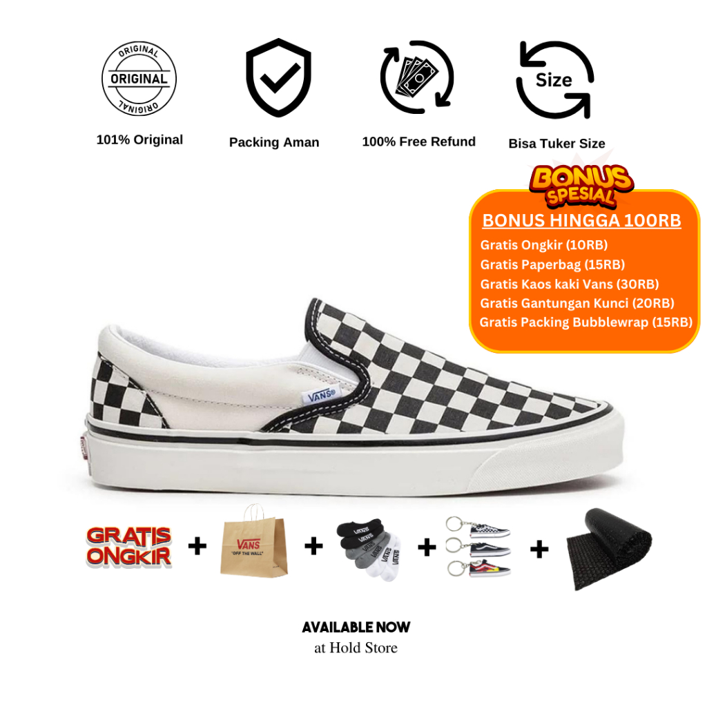 Jual (BISA COD) Slip-on PRO Checkerboard 100% ORIGINAL BNIB | Shopee ...