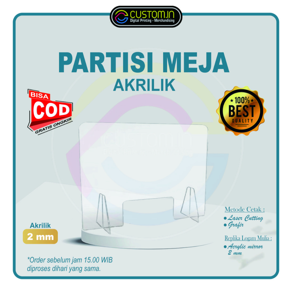 Jual PARTISI MEJA AKRILIK / PEMBATAS MEJA / ACRYLIC / DIVIDER / SEKAT ...
