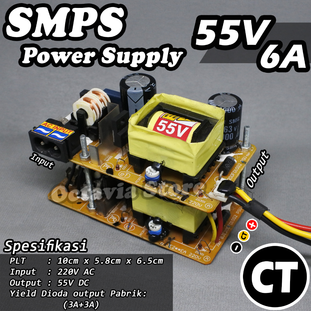 Jual Adaptor SMPS power supply 55V 6A CT Siap Pakai | Shopee Indonesia