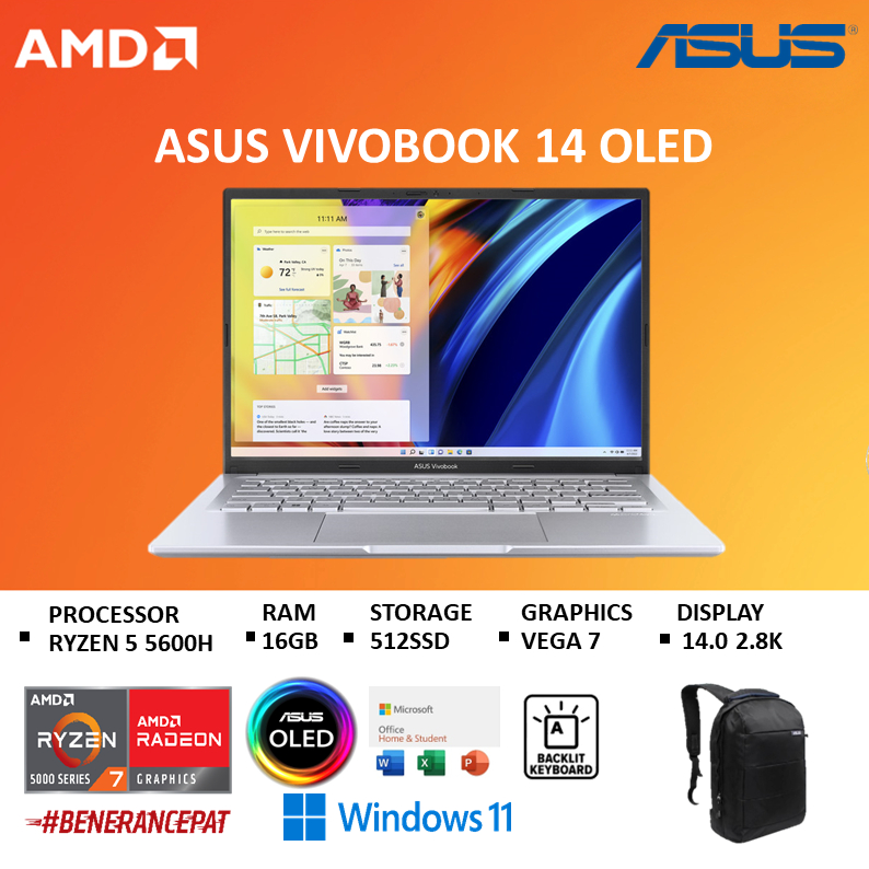 Jual ASUS VIVOBOOK 14X OLED M1403QA RYZEN 5 5600H 16GB 512GB VEGA7 W11 ...