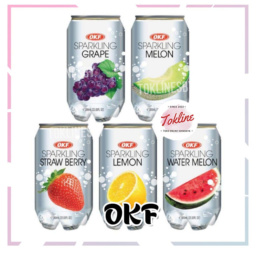 Jual [ 1 Karton isi 24 ] OKF Sparkling Soda Water Melon Strawberry Anggur Lemon 350ml | Shopee ...