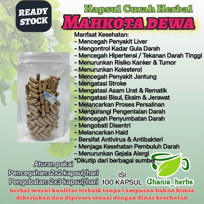 Jual HERBAL MAHKOTA DEWA isi 100 Kapsul | Shopee Indonesia