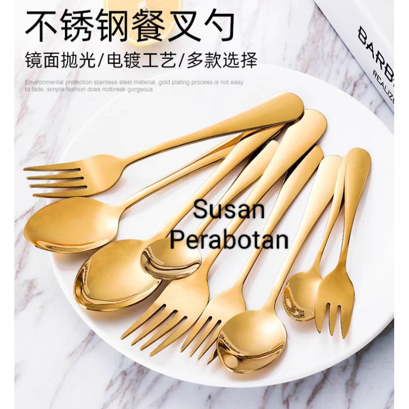Jual Sendok dan Garpu Makan Besar Korea Elegant/Sendok Silver/Sendok ...