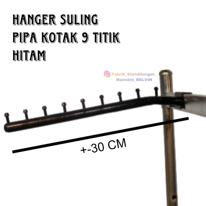 Jual Hanger Suling Pipa Kotak 9 Titik HITAM // Gantungan Suling Baju ...