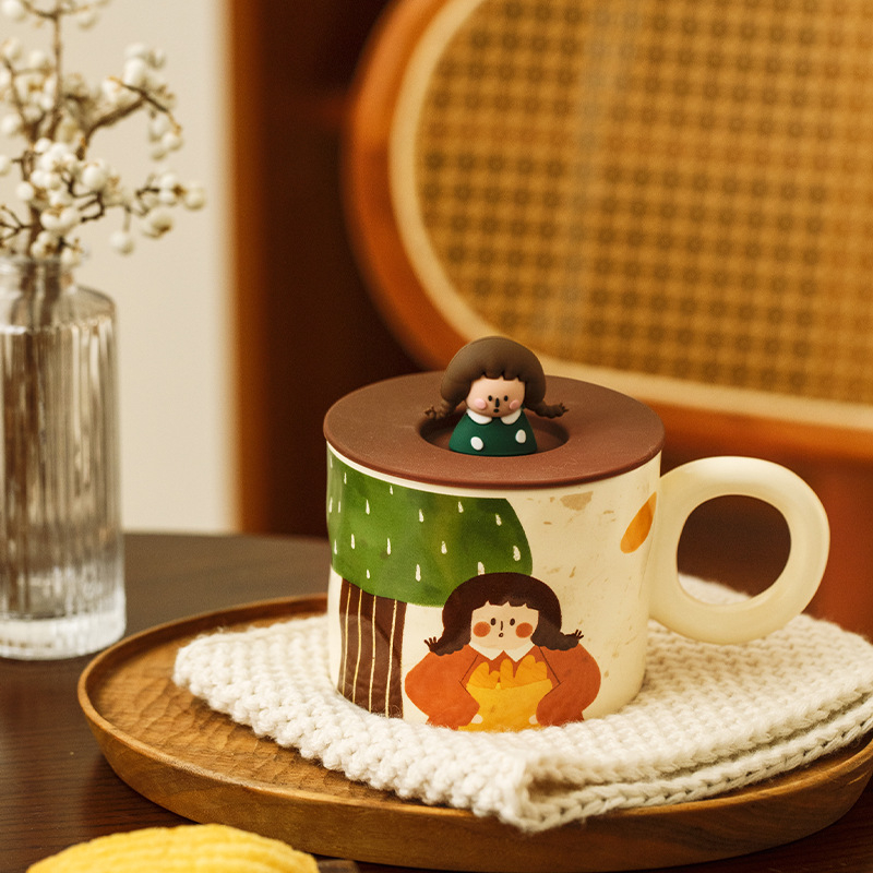Jual CARTOON SERIES/Korean Mug/Cute Cartoon Mug With Lid/Cangkir Korea ...