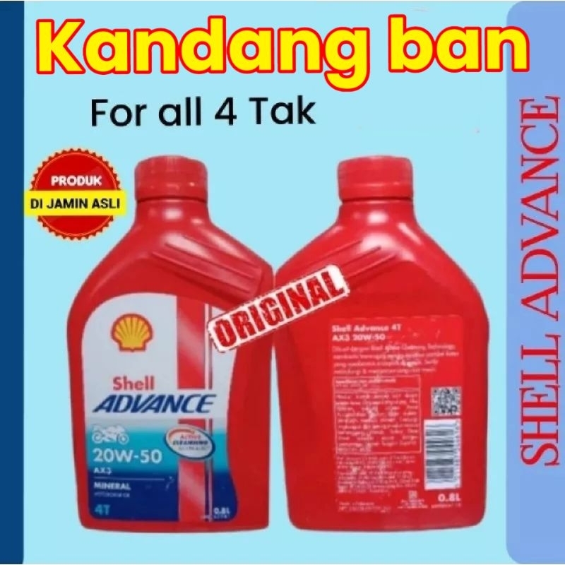 Jual TERMURAH..! OLI ASLI SHELL ADVANCE AX3 4T 800 ML 20W-50 (100% ...
