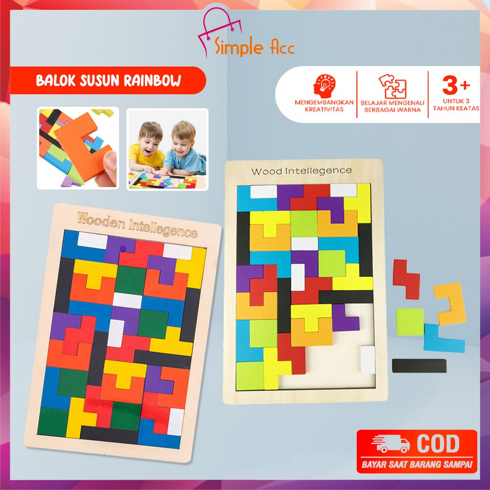 Jual DO-M334 Puzzle Wooden Intellegence Mainan Kayu Anak / Tetris Block ...