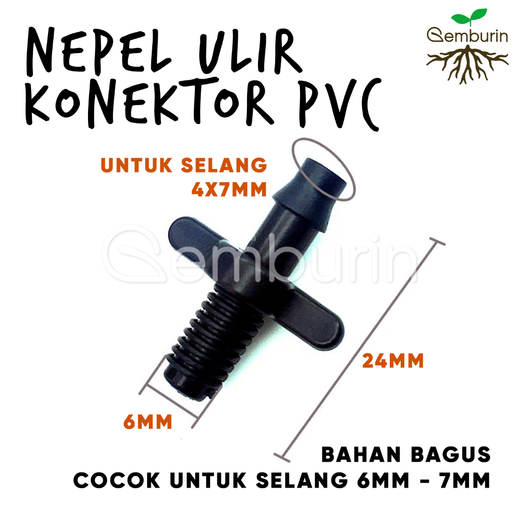 Jual Konektor Nepel Ulir Selang PE 4 X 7 mm Drat Luar 6 mm/ Nepel Ulir ...