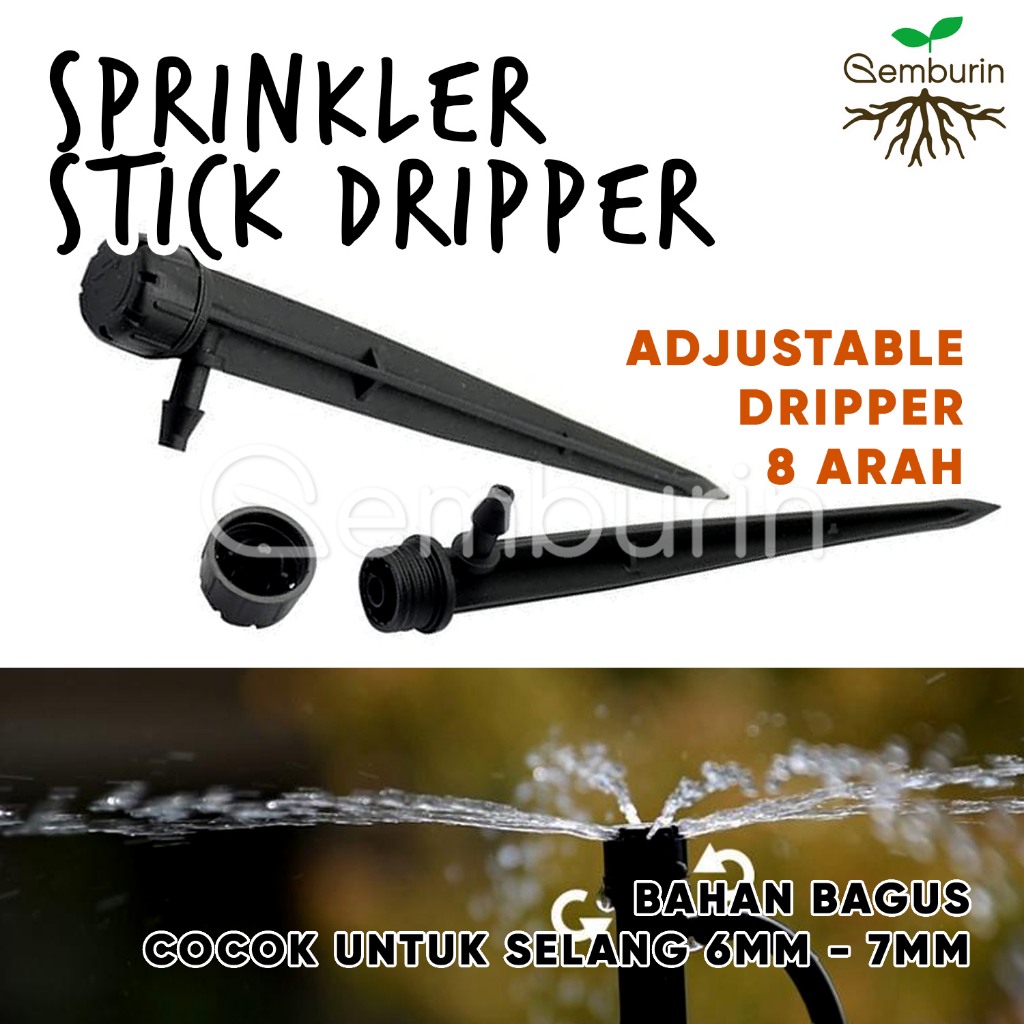 Jual Stick Sprinkler Adjustable 8 Arah Micro Drip Selang PE 4 X 7 mm ...
