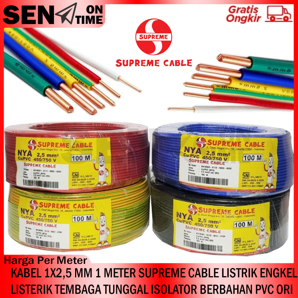Jual Kabel Ecer Supreme Tunggal 1 x 2,5 mm 1 Meter Kable Listrik Engkel ...