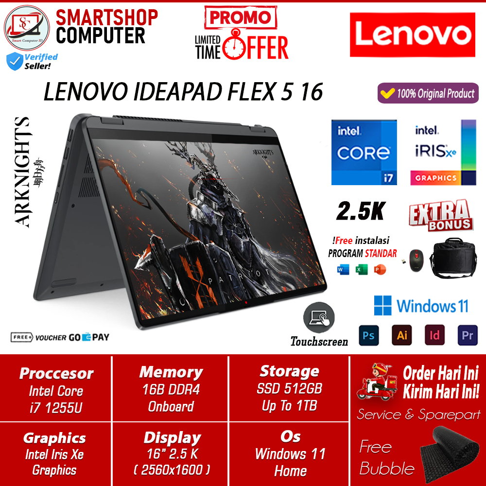 Jual Laptop Flip Touch Lenovo Ideapad Flex 5 16 Intel Core i7 1255U ...