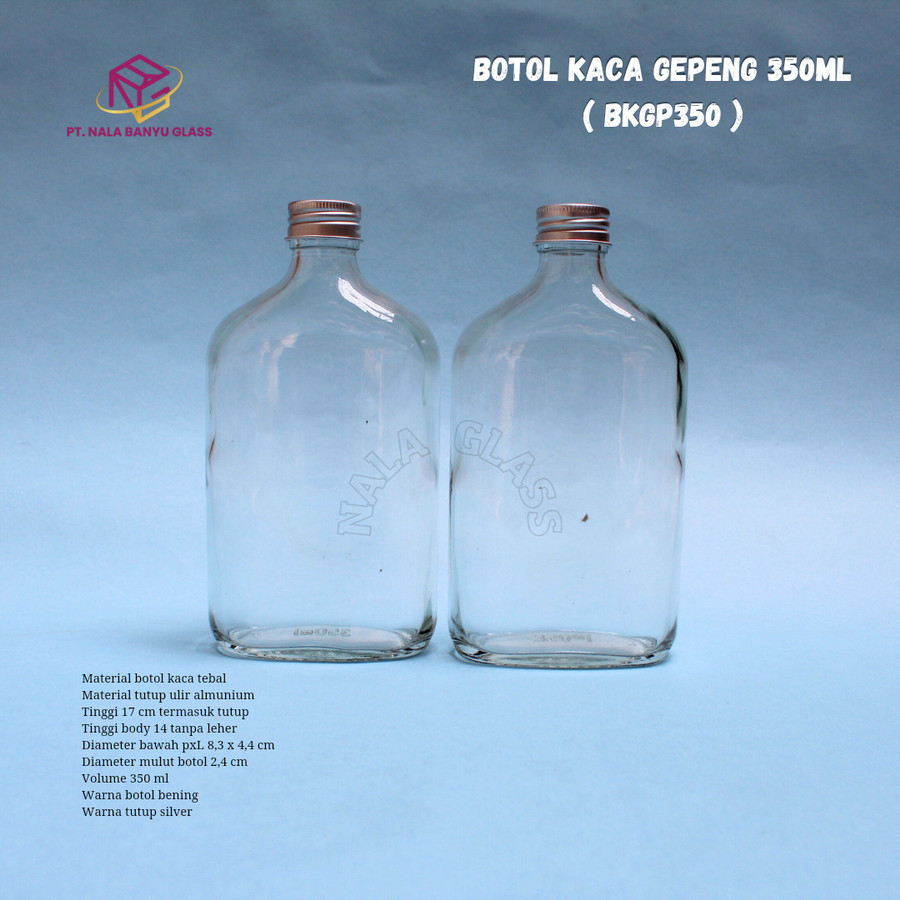 Jual BKGP350 botol kaca gepeng 350ml tutup almunium / botol kaca 350ml ...