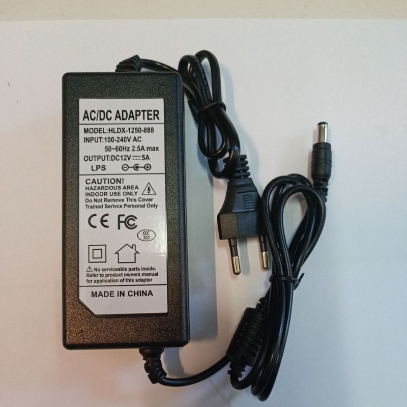 Jual Adaptor 12V 5A /Adaptor Pompa DC 12V /Lampu LED/Power Supply ...